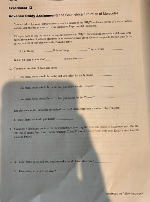 Solved Experiment 13 Advance Study Assignment: The | Chegg.com