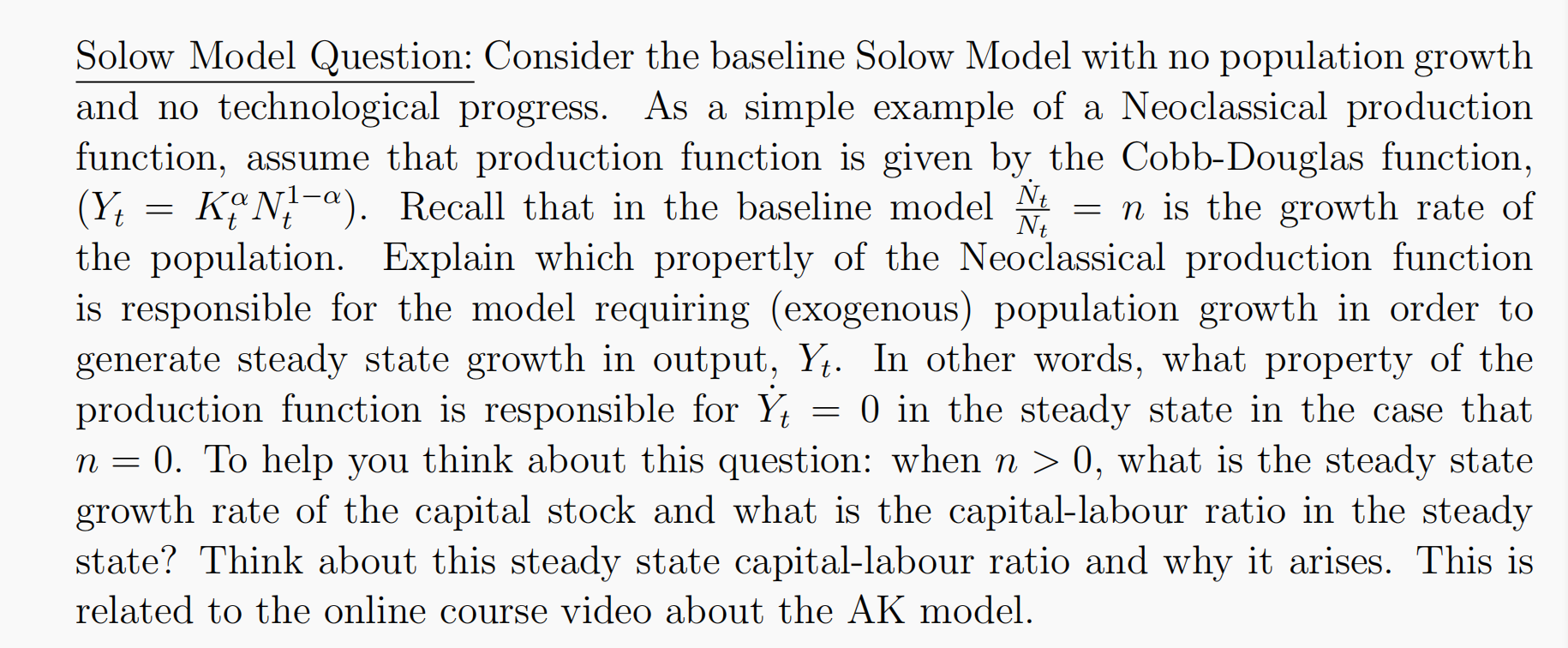 Solved Solow Model Question: Consider the baseline Solow | Chegg.com Solved Solow Model Question: Consider the baseline Solow | Chegg.com