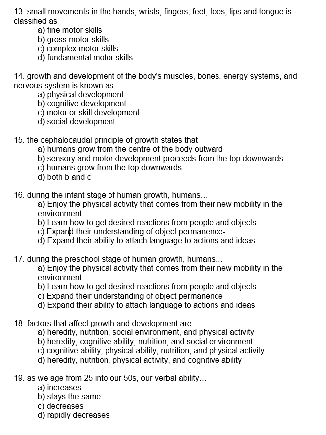 Solved 13. small movements in the hands, wrists, fingers, | Chegg.com