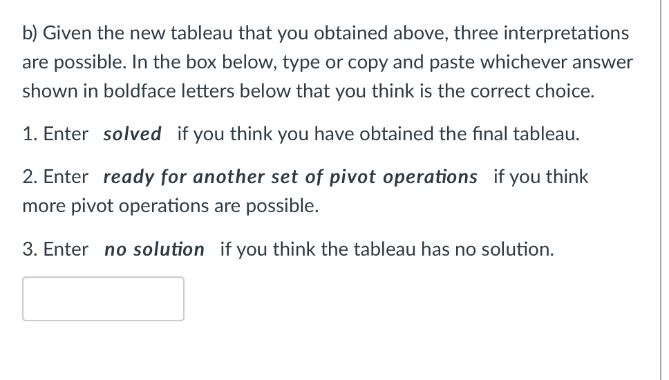 Solved Consider the following intermediate tableau (not the | Chegg.com