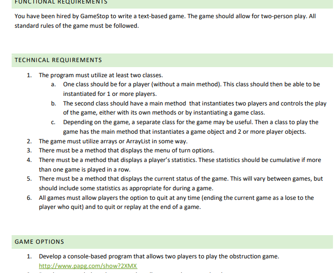 REQUIREMENTS You have been hired by GameStop to write | Chegg.com