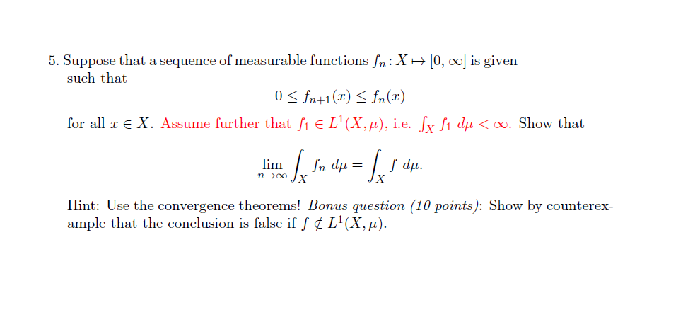 Solved 5 Suppose That A Sequence Of Measurable Functions