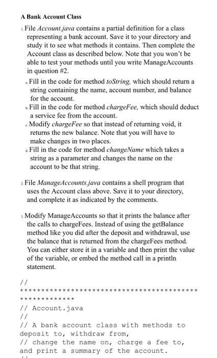 Solved A Bank Account Class File Account Java Contains A