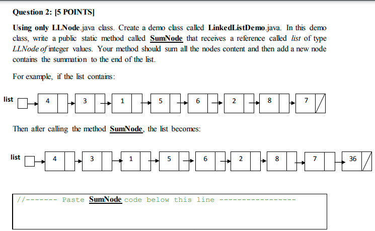 Solved Question 2: [5 POINTS Using only LLNode.java class. | Chegg.com