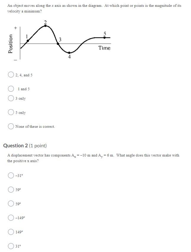 Solved An object moves along the x axis as shown in the | Chegg.com
