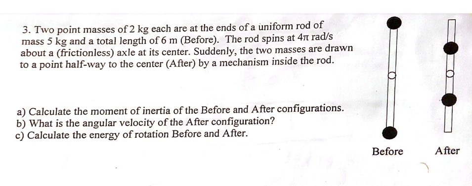 Solved 3. Two point masses of 2 kg each are at the ends of a | Chegg.com