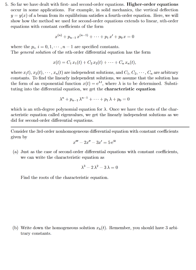 Solved 5. So far we have dealt with first- and second-order | Chegg.com