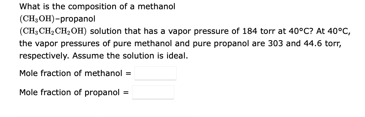 Solved What is the composition of a methanol | Chegg.com
