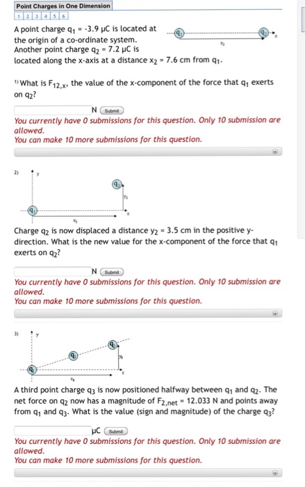 Solved Point Charges in One Dimension 2 3 4 6 A point charge | Chegg.com