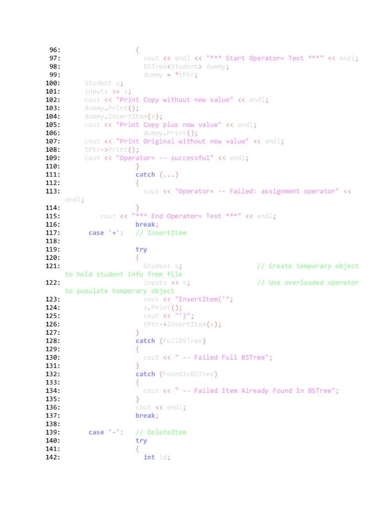 Help writing the .cpp file C++ the bstree.cpp All | Chegg.com