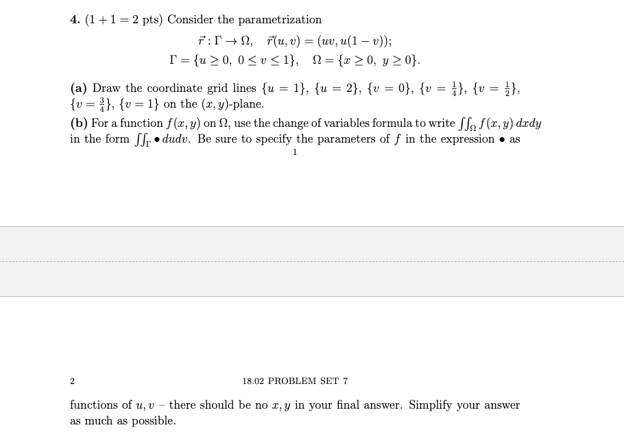 Solved 4. (1+1=2pts) Consider the parametrization | Chegg.com