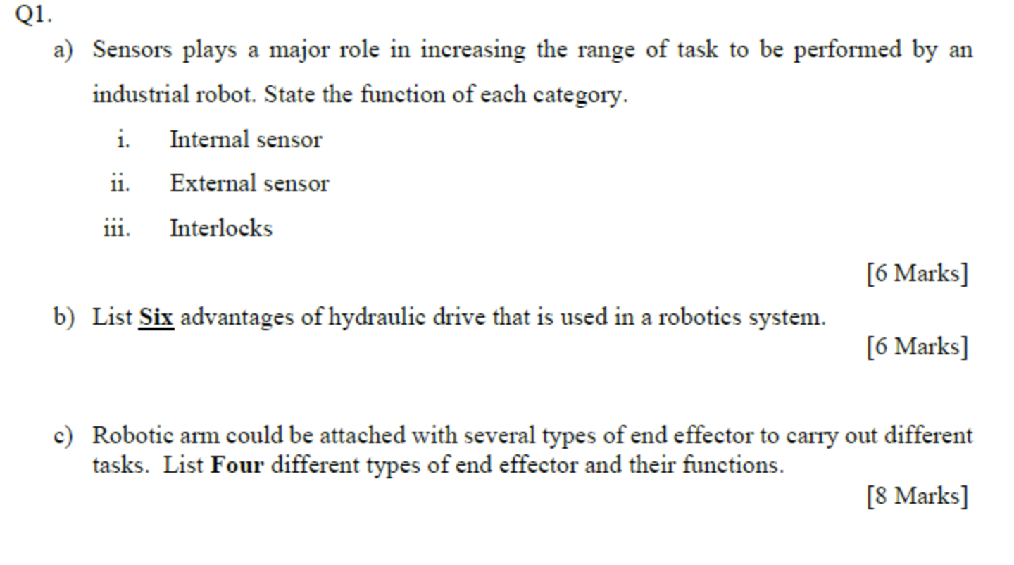 Solved Q1. a) Sensors plays a major role in increasing the | Chegg.com