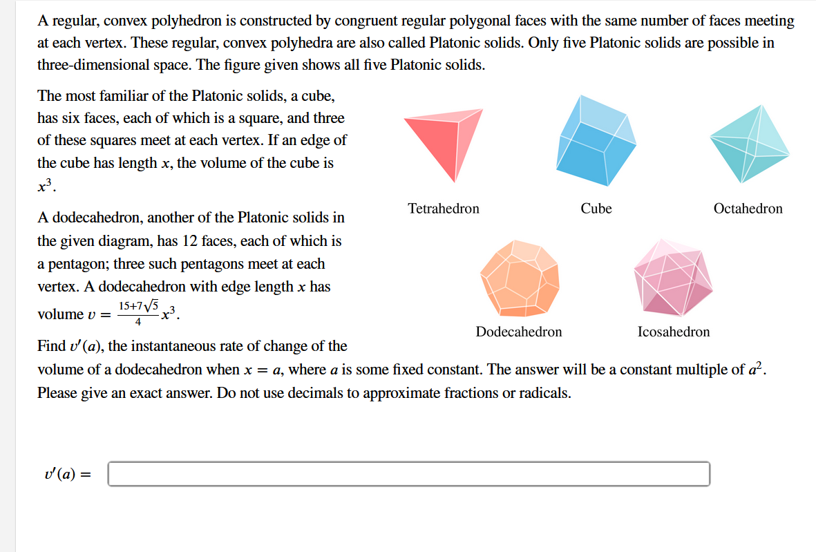 Solved A regular, convex polyhedron is constructed by | Chegg.com