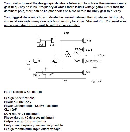 Your goal is to meet the design specifications below | Chegg.com