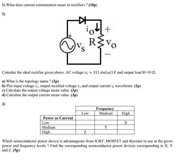 Solved 1) What does current commutation mean in rectifiers ? | Chegg.com