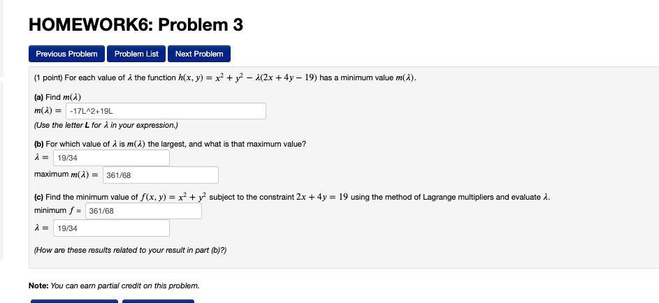 Solved HOMEWORK6: Problem 3 Previous Problern Problem List | Chegg.com