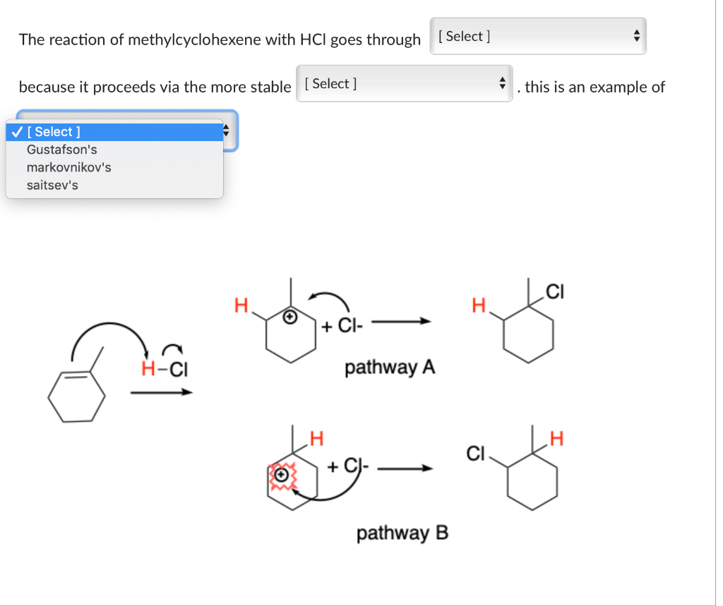 Solved The reaction of methylcyclohexene with HCl goes | Chegg.com