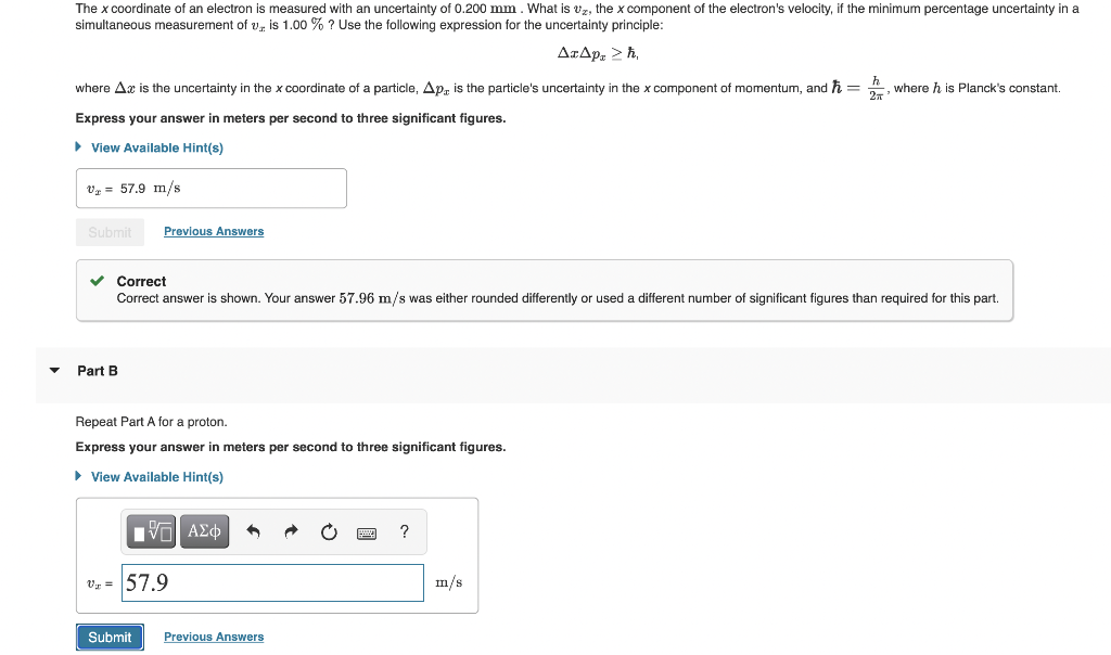 Solved ΔxΔpx≥ℏ1 where Δx is the uncertainty in the x | Chegg.com