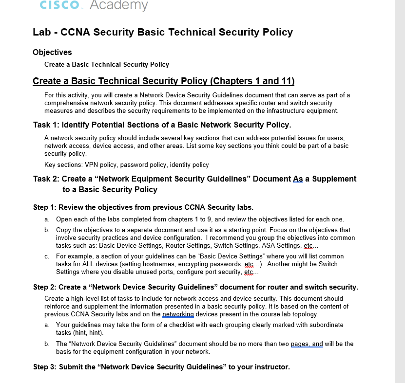 Solved how fo you create a basic security policy using Vpn | Chegg.com