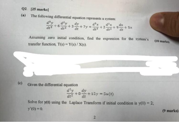 Solved 02. 125 marks] (a) The following differential | Chegg.com