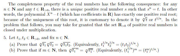 Solved The completeness property of the real numbers has the | Chegg.com