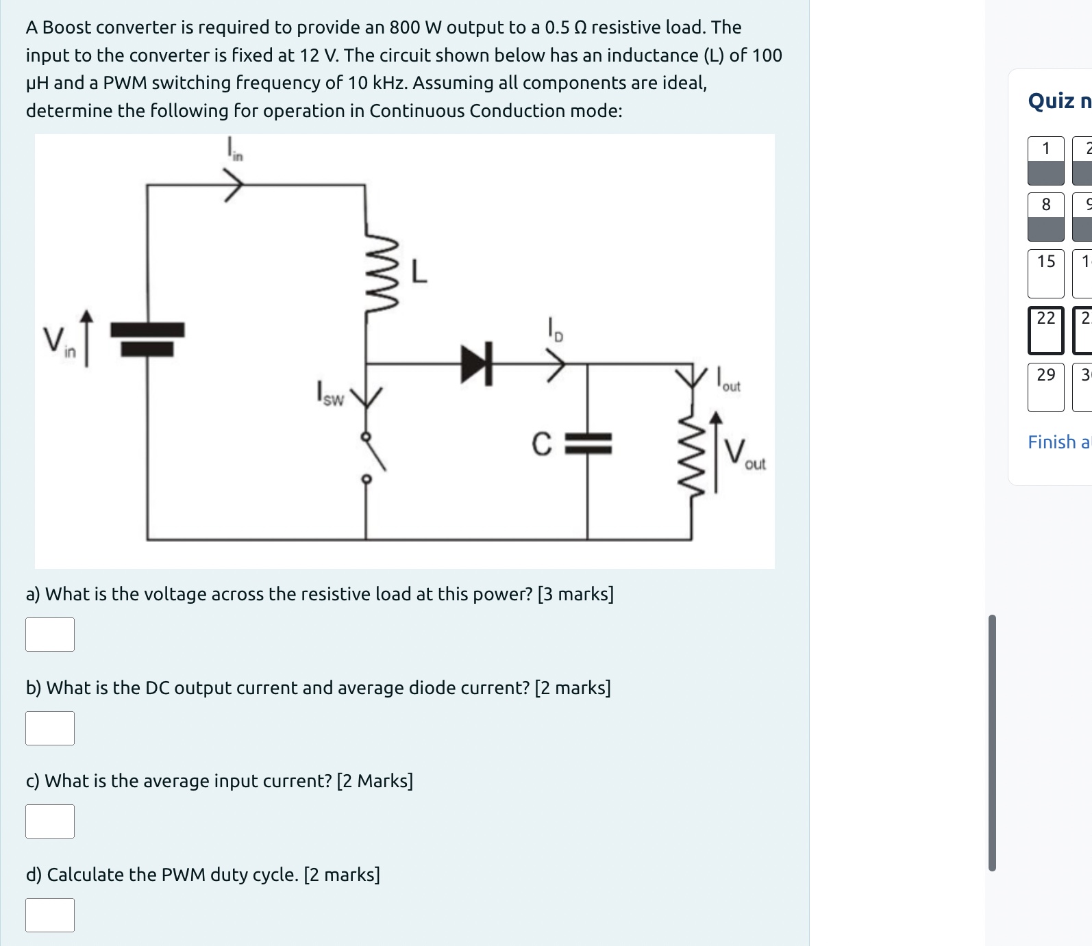 Solved A Boost converter is required to provide an \\( 800 | Chegg.com