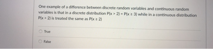 Solved One example of a difference between discrete random | Chegg.com
