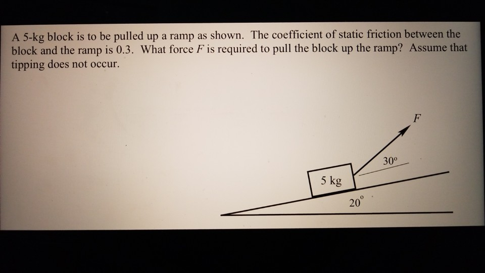 Solved A 5-kg block is to be pulled up a ramp as shown. The | Chegg.com