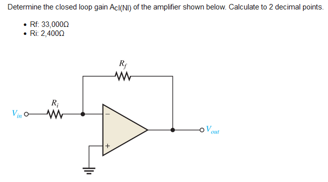 Solved Determine the closed loop gain Acl(NI) of the | Chegg.com