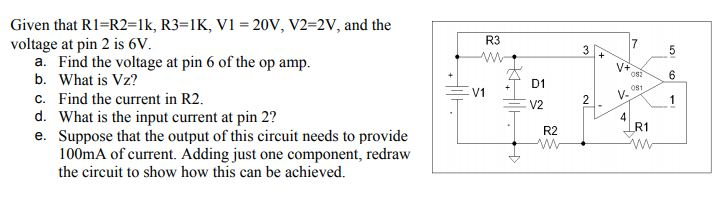 Solved Given that R1-R2-lk, R3-1K, V1- 20V, V2-2V, and the | Chegg.com