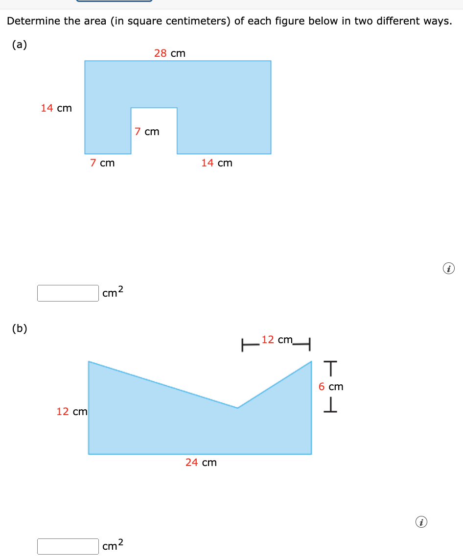 Solved Determine the area (in square centimeters) of each | Chegg.com