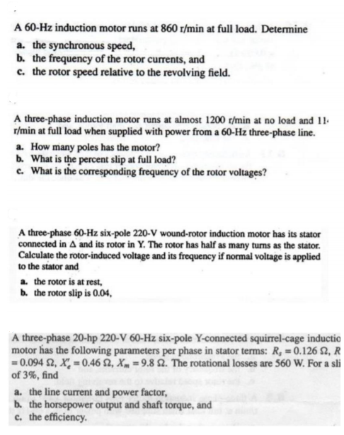 Solved A 60-Hz induction motor runs at 860 r/min at full | Chegg.com