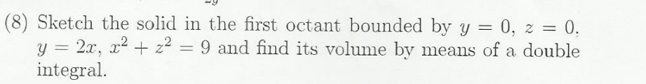 Solved (8) ﻿Sketch the solid in the first octant bounded by | Chegg.com