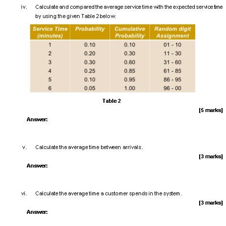 Solved F. Calculate and compared the average service time | Chegg.com