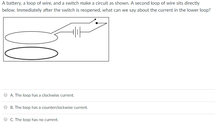 Solved A battery, a loop of wire, and a switch make a | Chegg.com