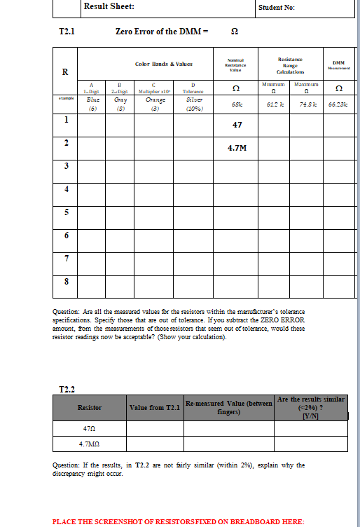 Solved Report - Lab Experiment 02 V R Color Bands & Values | Chegg.com