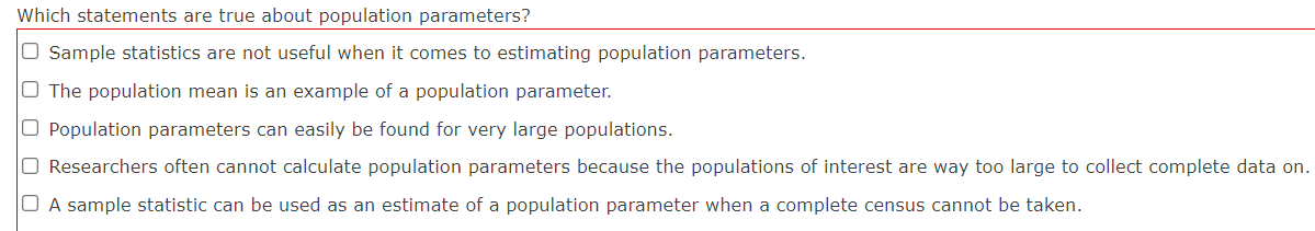 Solved Which statements are true about population | Chegg.com