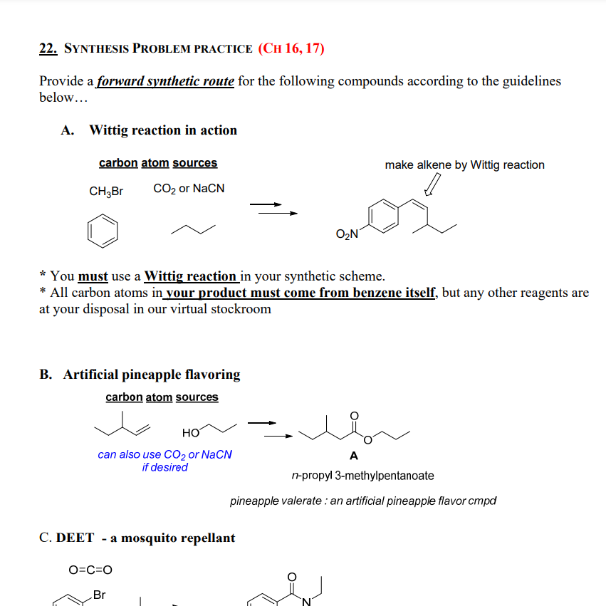 Solved Can I get help on how to do this synthesis (problem A | Chegg.com
