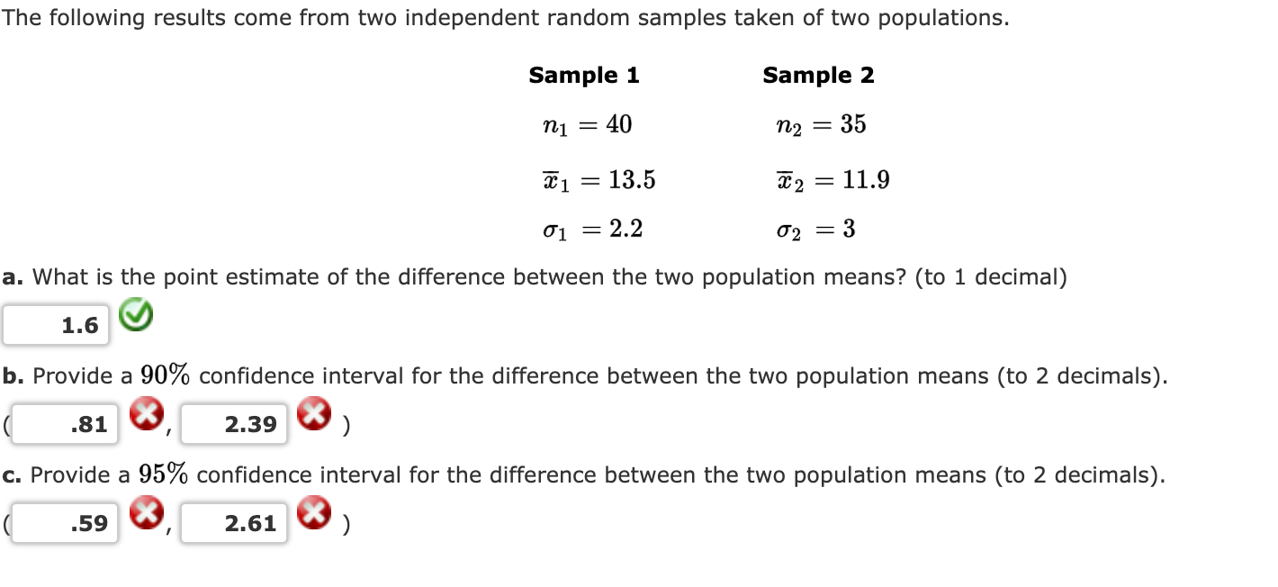 Solved a. What is the point estimate of the difference | Chegg.com