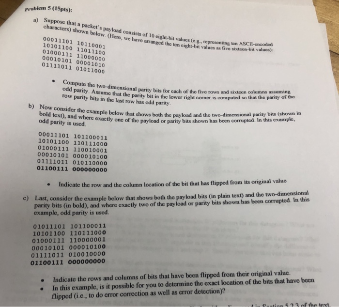 Solved Problem 5 (1Spts): a) Suppose that a packet's payload | Chegg.com