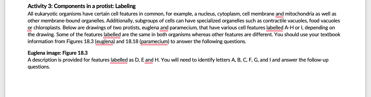 Solved Activity 3: Components in a protist: Labeling All | Chegg.com