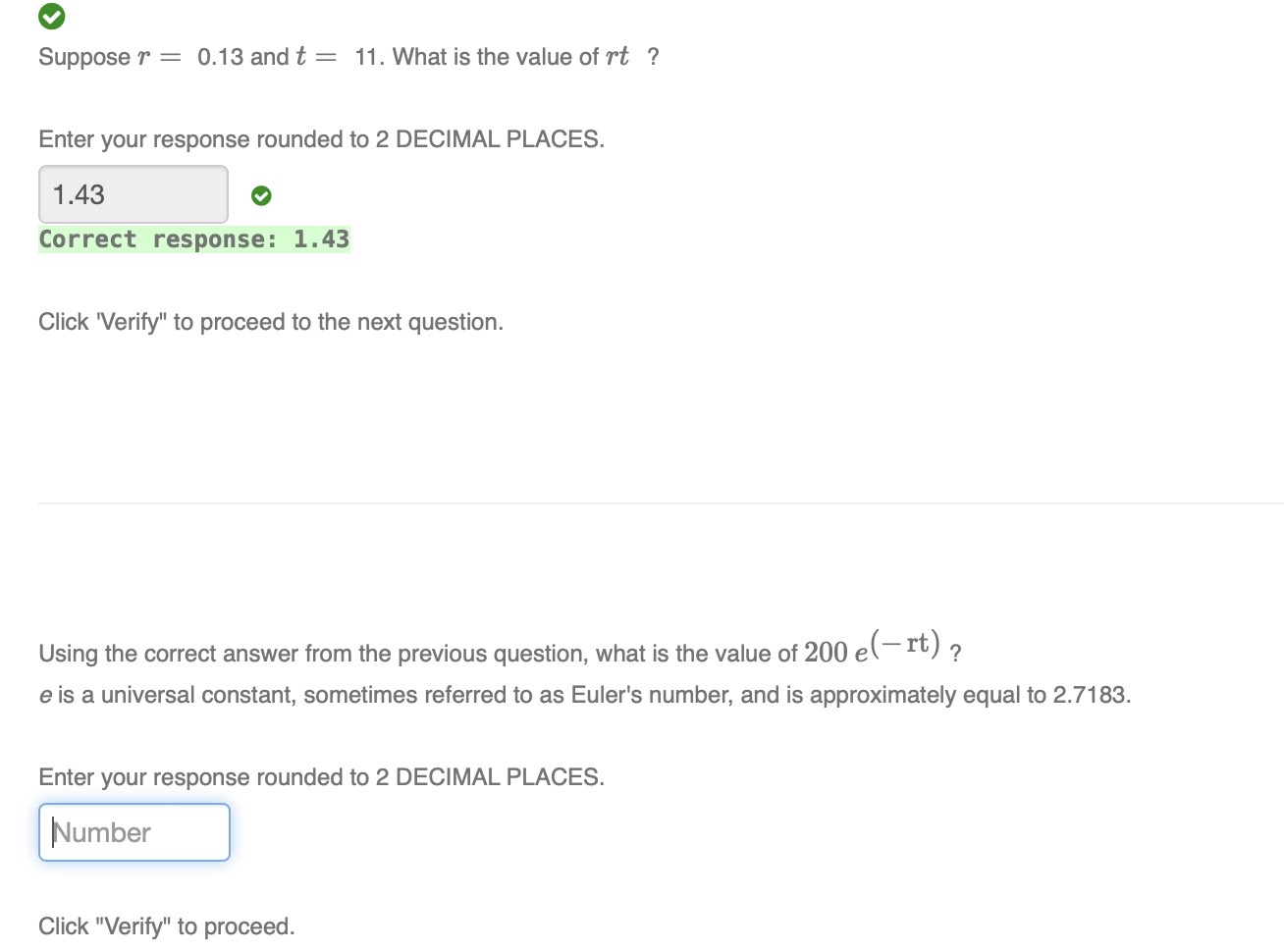 Solved Suppose r=0.13 and t=11. What is the value of rt? | Chegg.com