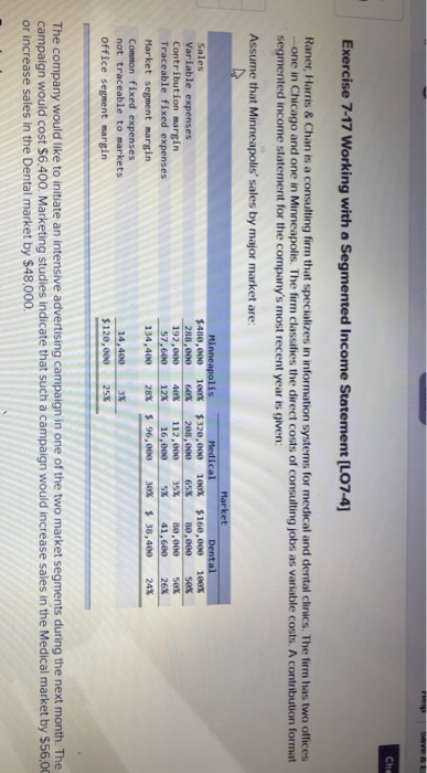 Solved Exercise 7-17 Working with a Segmented Income | Chegg.com