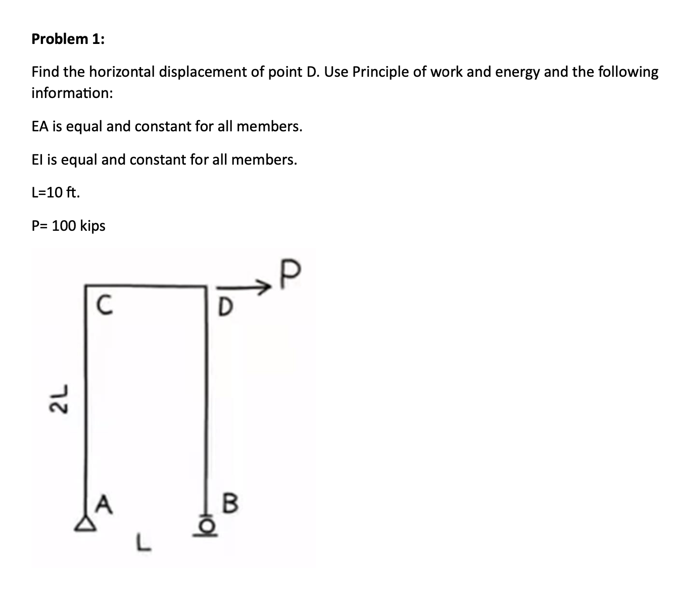 Solved Find the horizontal displacement of point D. Use | Chegg.com