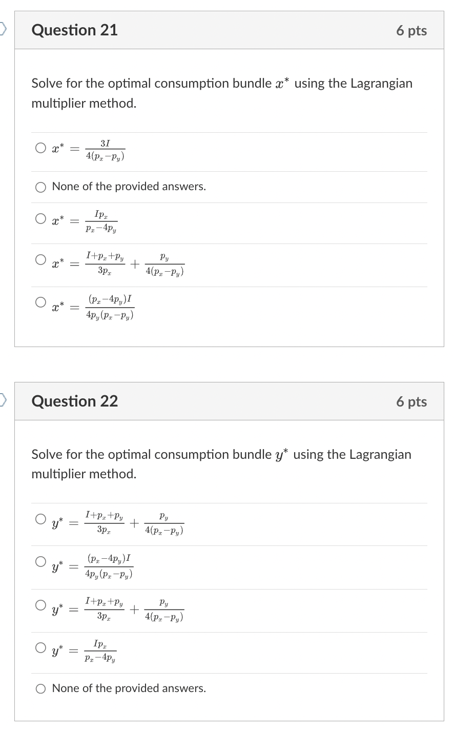 Solve for the optimal consumption bundle x∗ using the | Chegg.com