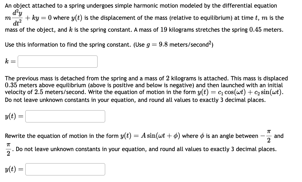 Solved An object attached to a spring undergoes simple | Chegg.com