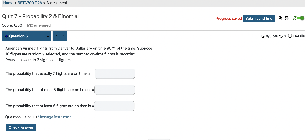 Home > BSTA200 D2A > Assessment Quiz 7 - Probability | Chegg.com