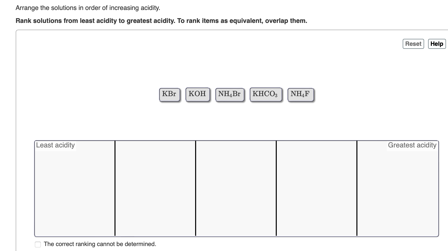 Solved Arrange the solutions in order of increasing acidity. | Chegg.com