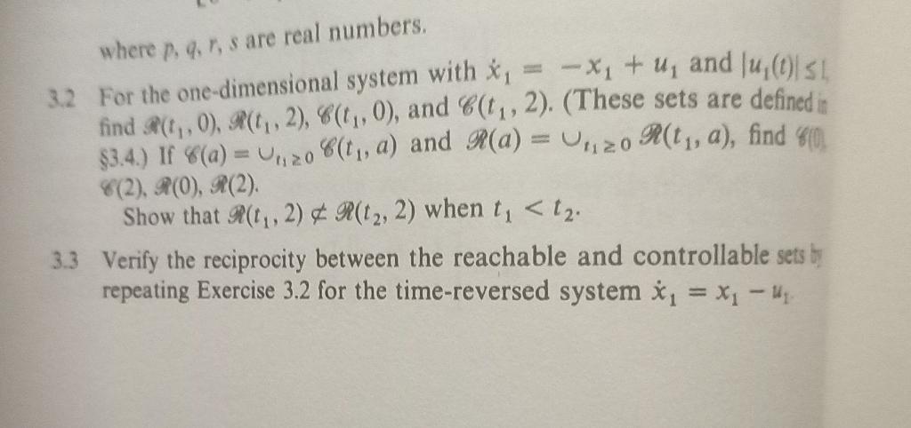 3.2 For the one-dimensional system with x˙1=−x1+u1 | Chegg.com