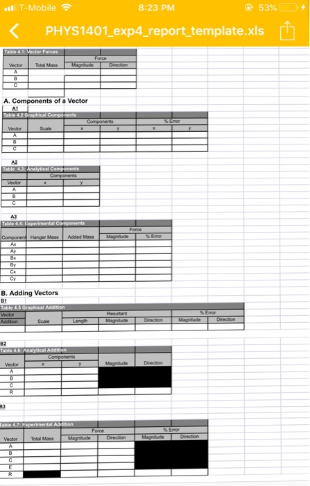 ..1 T-Mobile令 8:23 PM ④ 53%! PHYS1401 exp4 report | Chegg.com